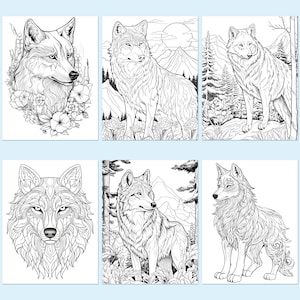 Wolf Coloring Book Adults Kids Activity Pages Animal Coloriage Sheets ...