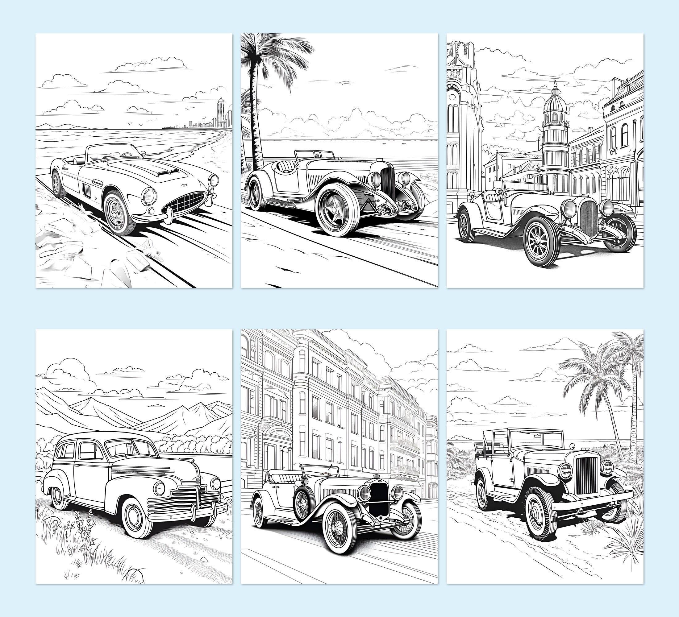 Old Cars Coloring Book Adults Activities Kids Activity Coloriage Pages ...