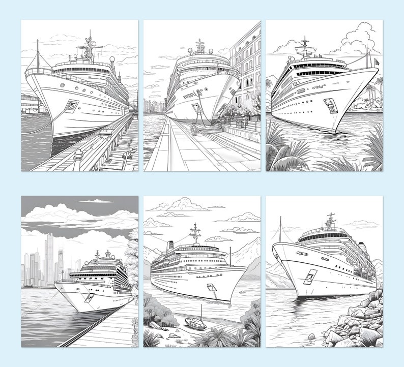 Cruise Ship Coloring Book Adults Activities Kids Coloriage Pages Boat ...