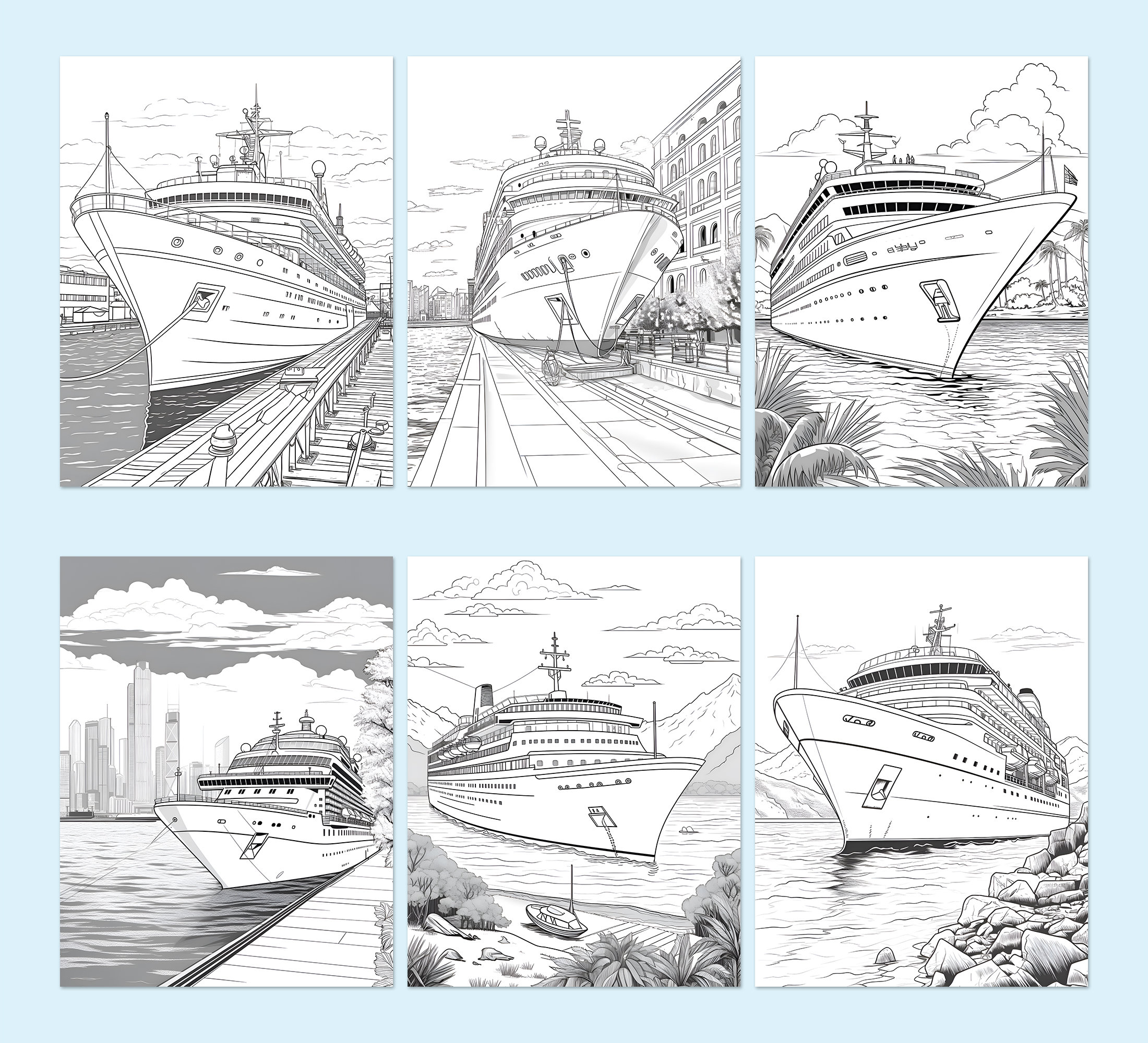 Cruise Ship Coloring Book Adults Activities Kids Coloriage Pages Boat ...