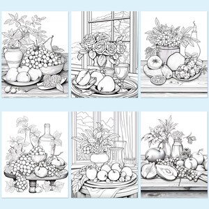 Still Life Window Coloring Pages Adult Activity Kids Books Sheets ...