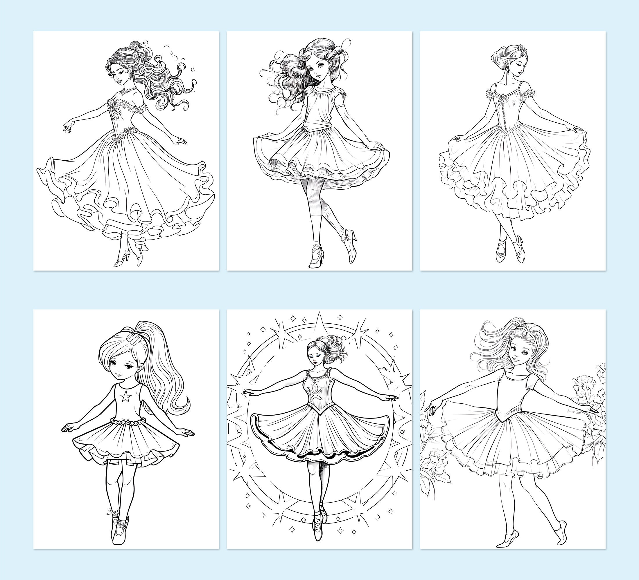 Ballerina Coloring Book Ballet Party Kids Activity Sheets Dance ...