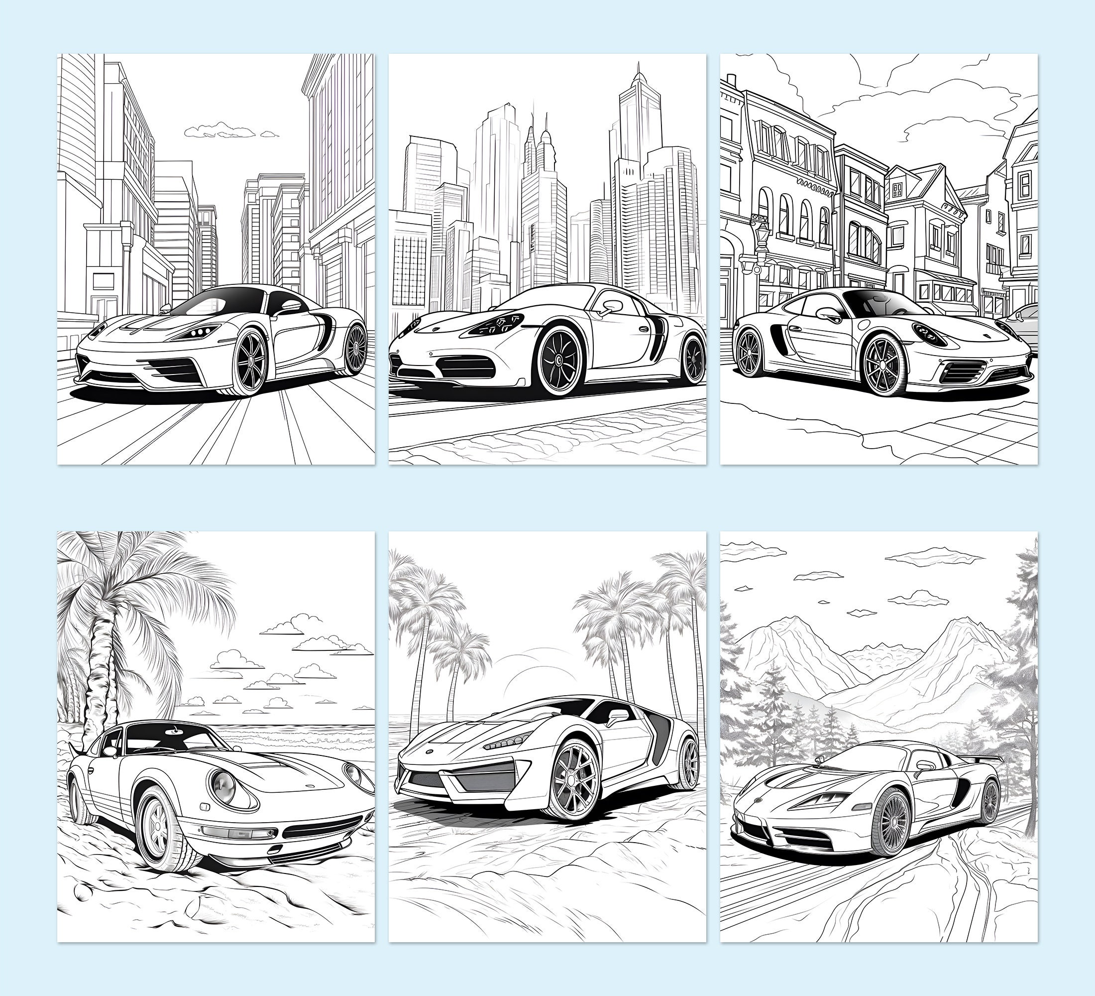 Sport Car Coloring Book Adults Activities Kids Activity Coloriage Pages ...