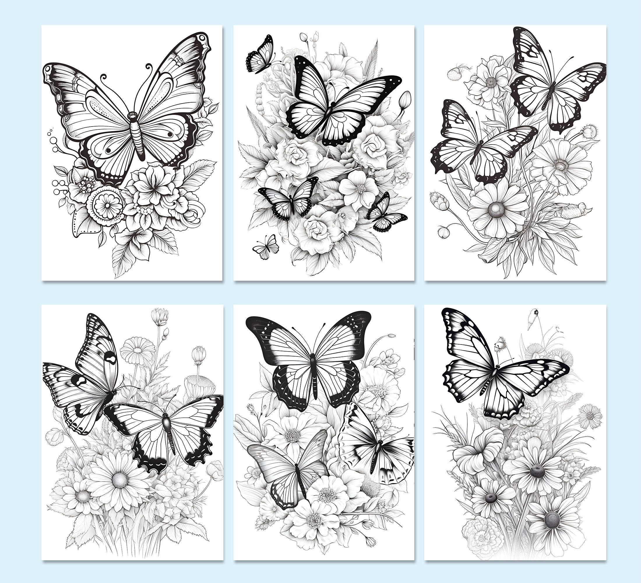 Butterfly Coloring Book Adults Kids Instant Download Printable - Etsy