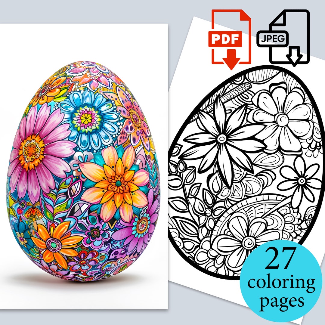 Easter Eggs Coloring Book Colored Pages Adults Activity Sheets for Kids ...