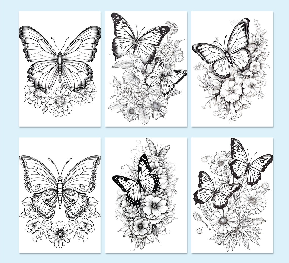 Butterfly Coloring Book Adults Kids Instant Download Printable - Etsy