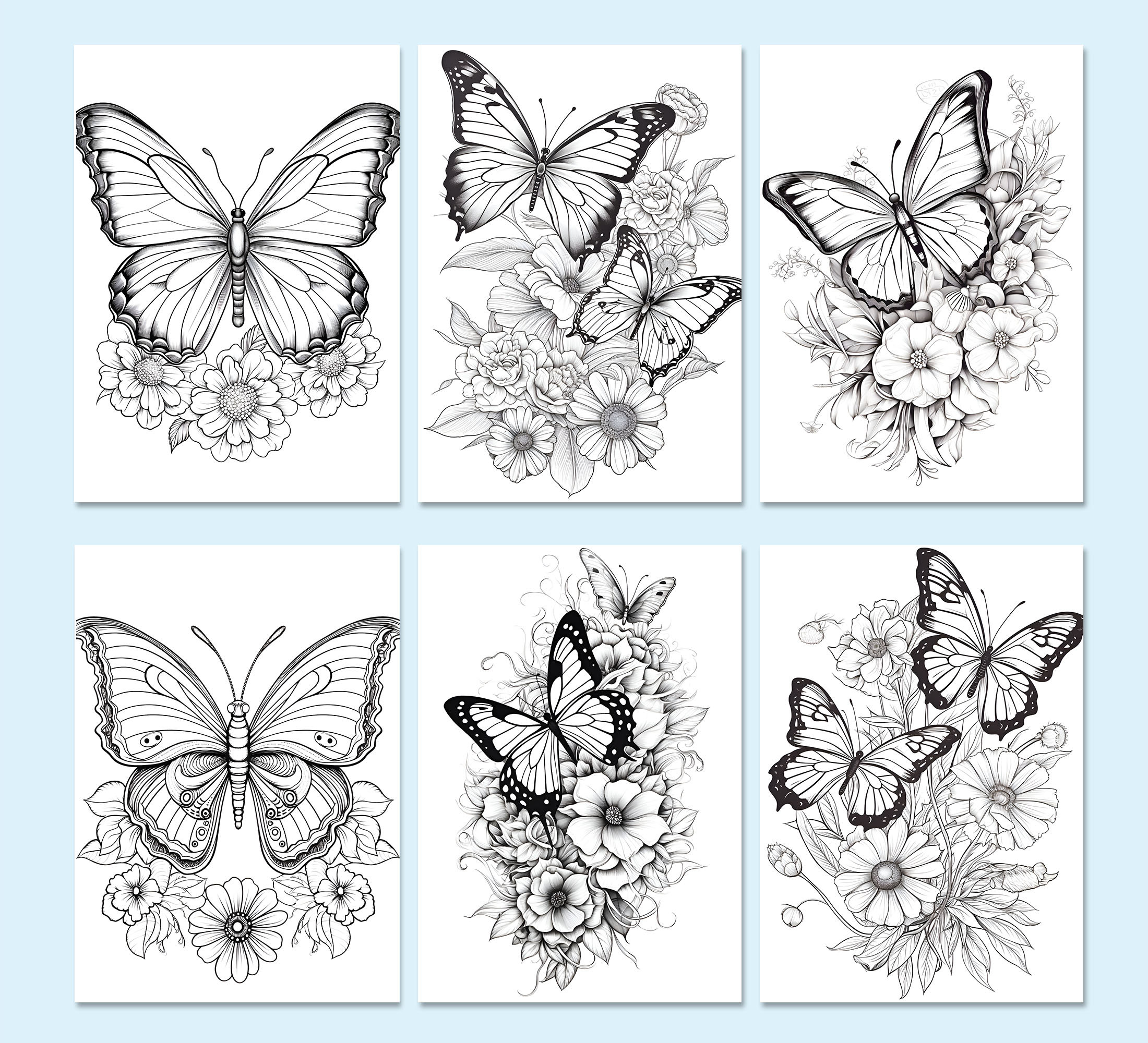 Butterfly Coloring Book Adults Kids Instant Download Printable - Etsy