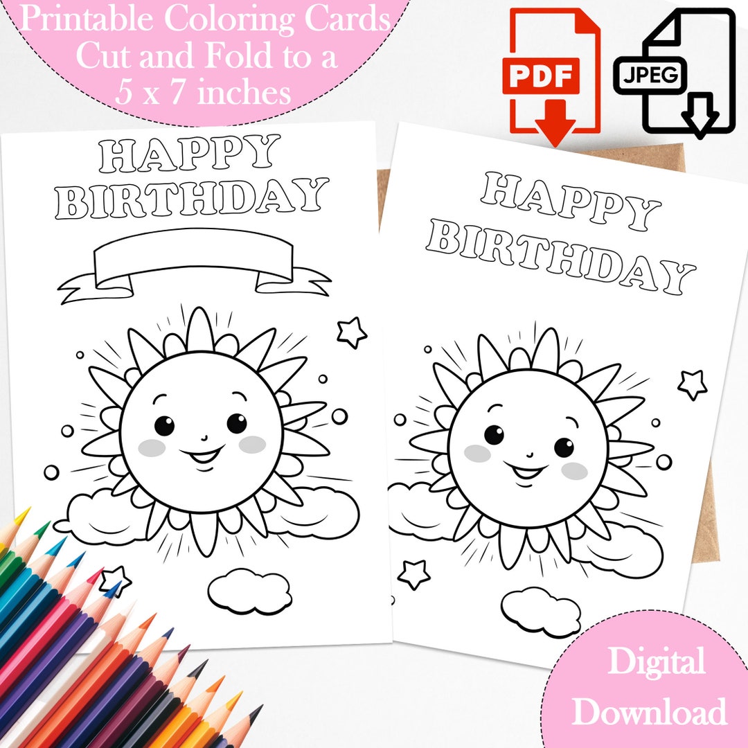 Sinshine Birthday Cards Coloring Page Personalized Name Kids Happy Bday ...