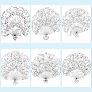 Spanish Fans Coloring Book Kids Adult Beautiful Relaxation Pages Girft ...