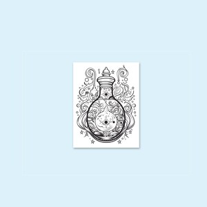 Mystical Magic Fantasy Potion Bottles Coloring Book Magic Pages Adults ...