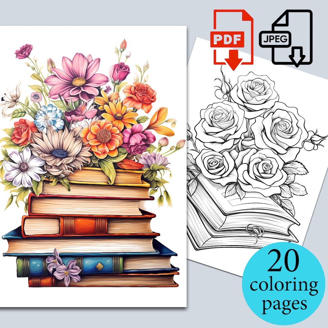 Floral Books Coloring Book Flowers Books Pages Adults Kids Activity ...