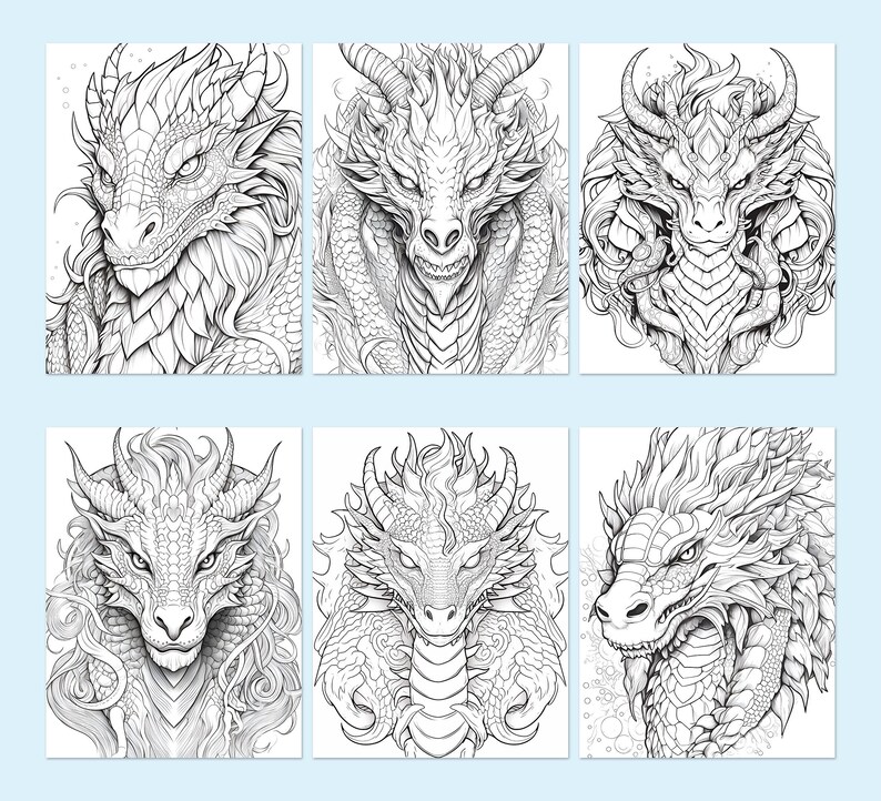 Fantasy Dragon Coloring Book Magic Adults Kids Instant Download ...