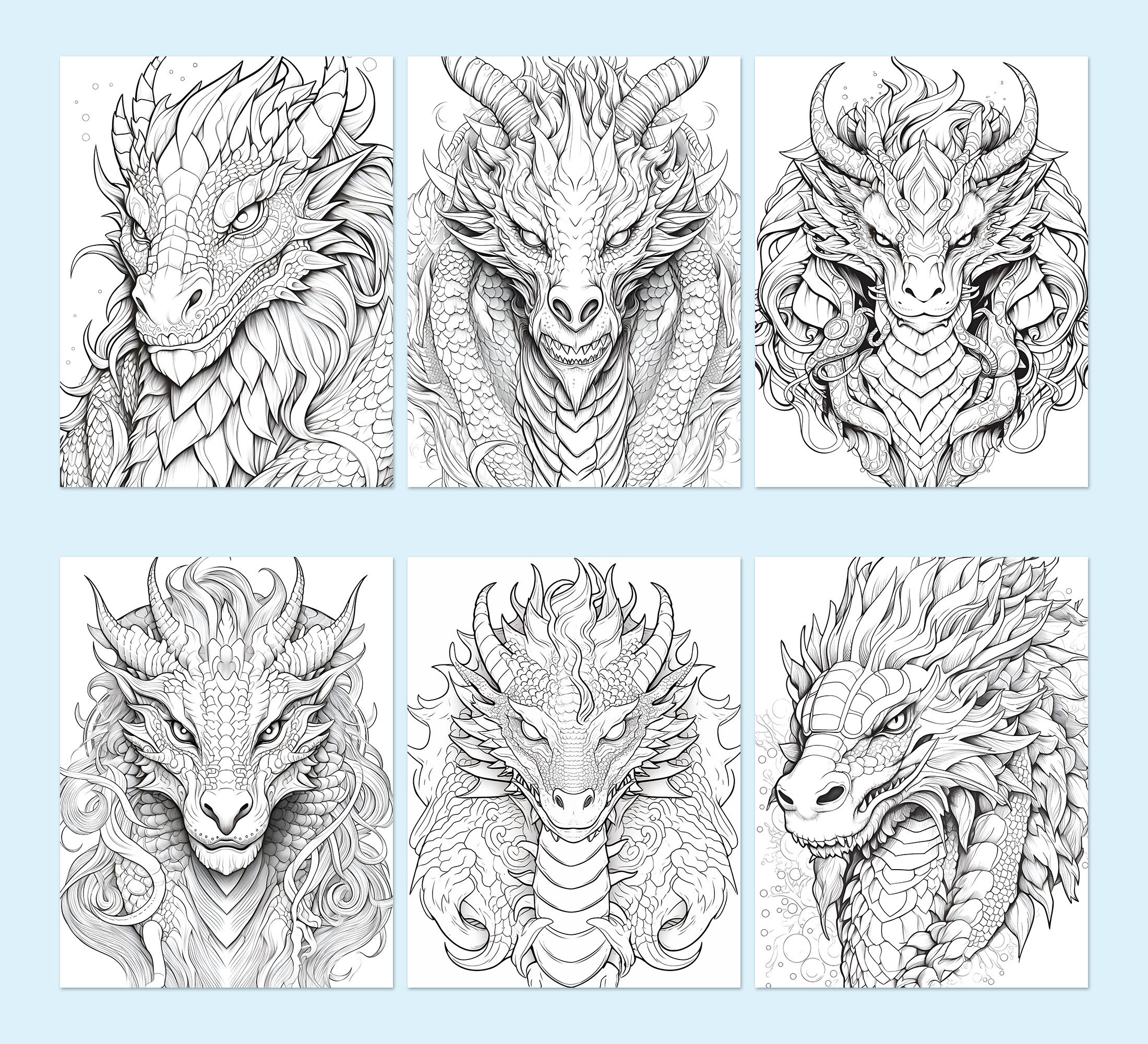 Fantasy Dragon Coloring Book Magic Adults Kids Instant Download ...