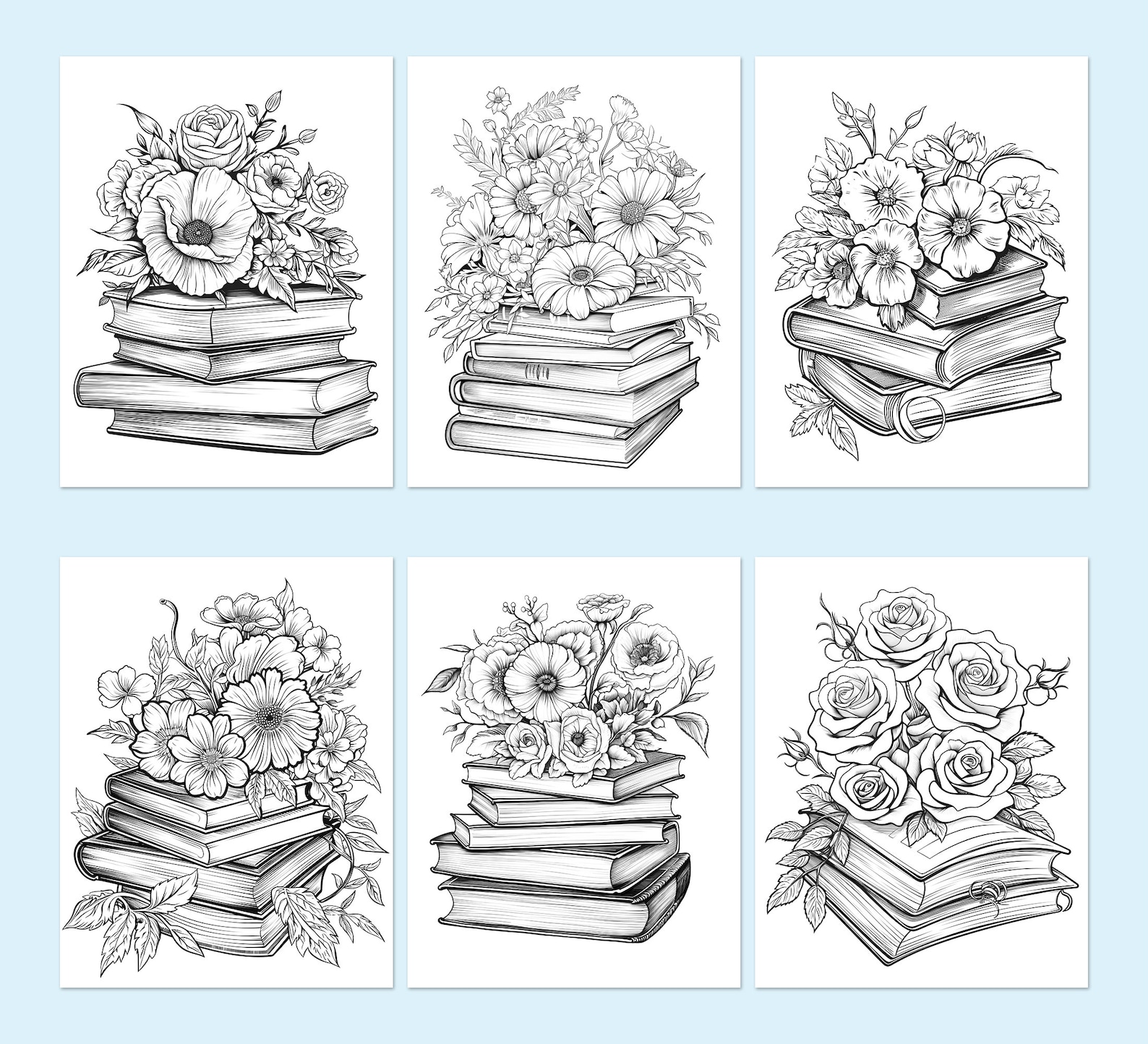 Floral Books Coloring Book Flowers Books Pages Adults Kids Activity ...