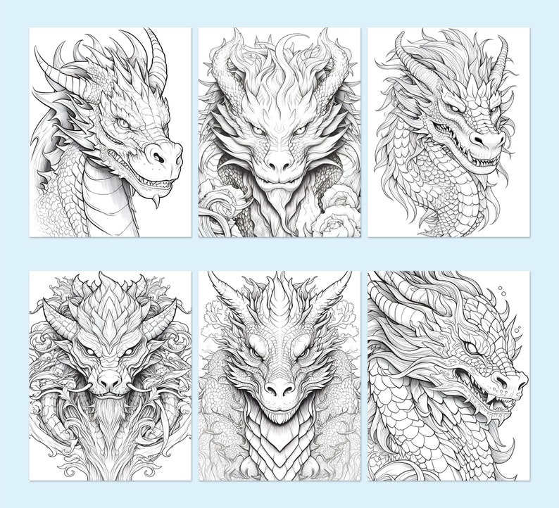 Fantasy Dragon Coloring Book Magic Adults Kids Instant Download ...