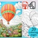 Hot Air Balloon in Landscape Coloring Pages Book Botanical Adult ...