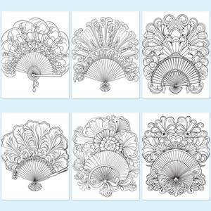 Spanish Fans Coloring Book Kids Adult Beautiful Relaxation Pages Girft ...