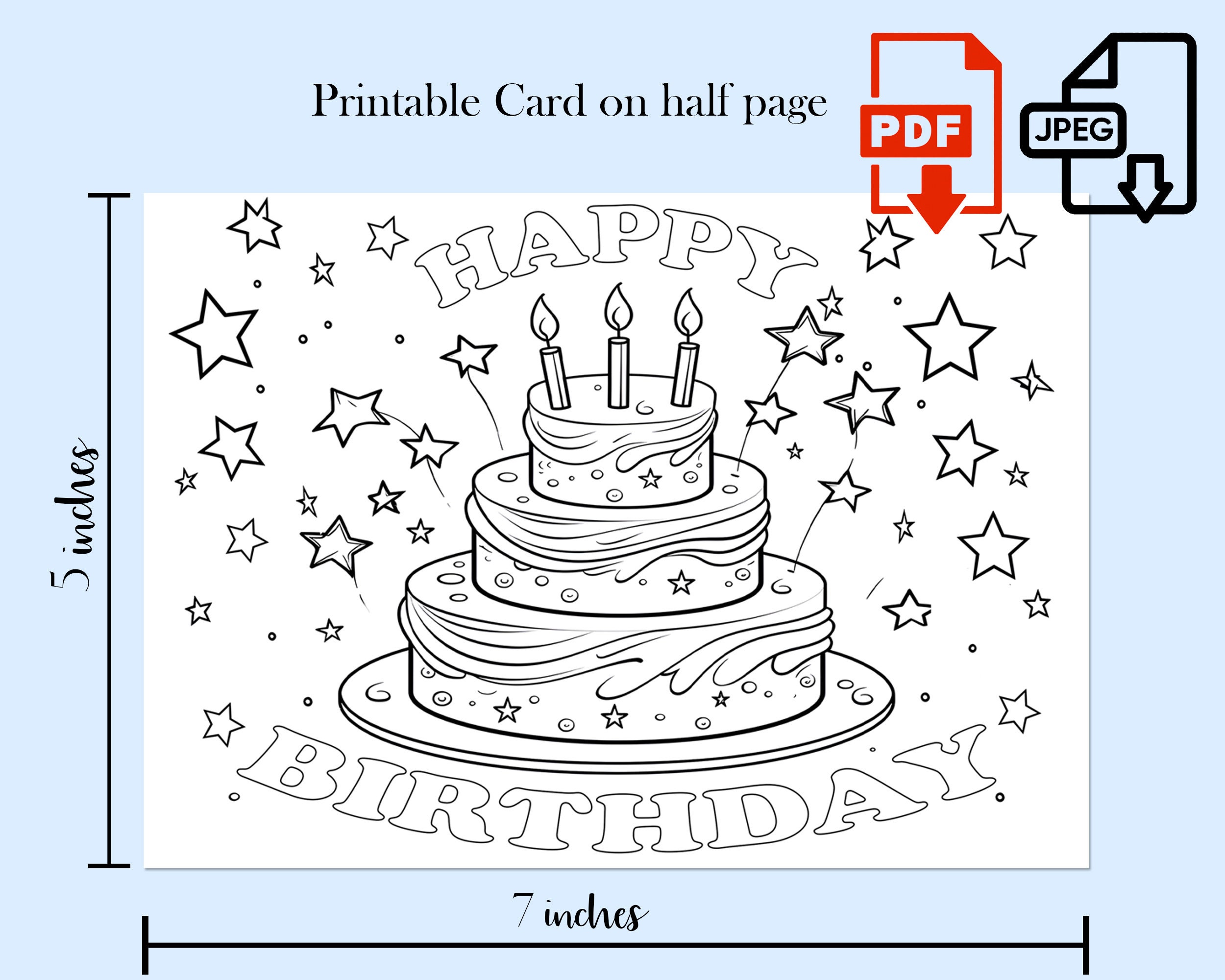 Happy Birthday Cards Coloring Page Kids Bday Printable Party Child ...
