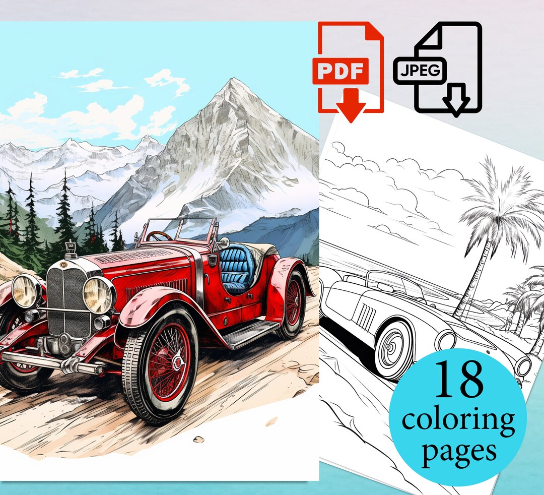 Old Cars Coloring Book Adults Activities Kids Activity Coloriage Pages ...
