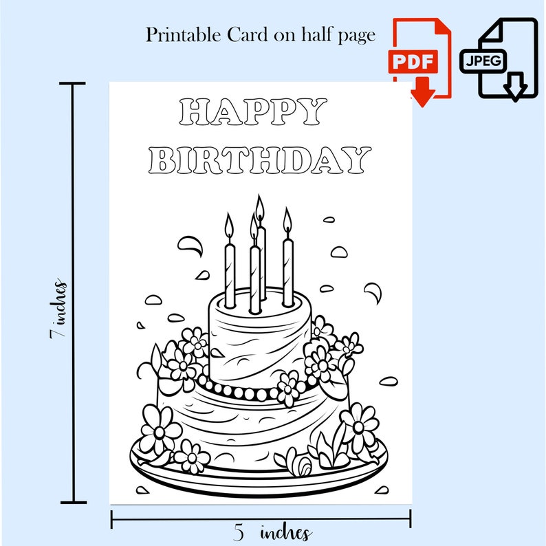 Cake Birthday Cards Coloring Page Personalized Name Kids Happy Bday ...
