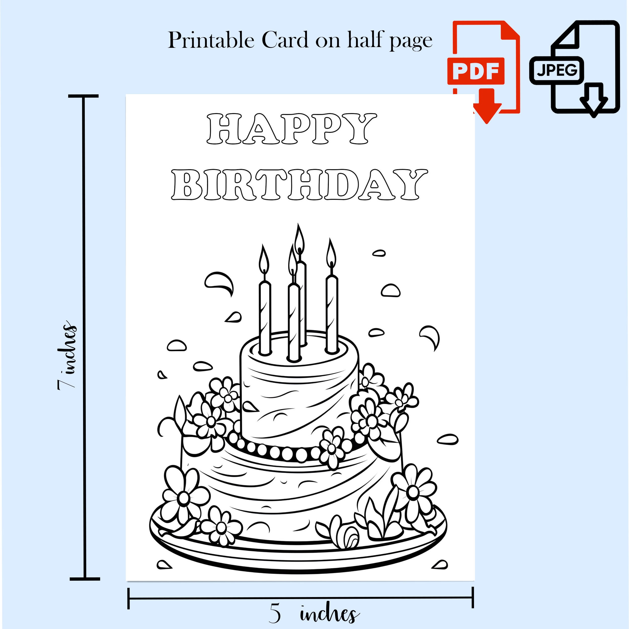 Cake Birthday Cards Coloring Page Personalized Name Kids Happy Bday ...