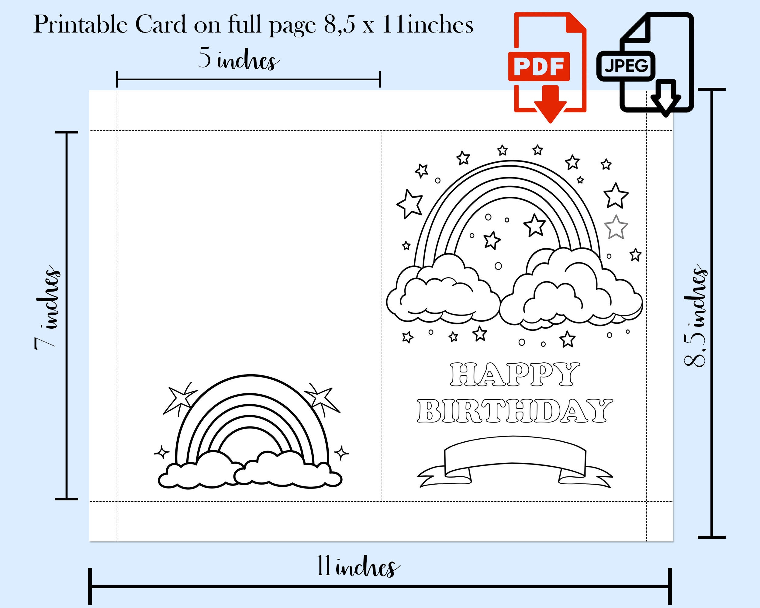 Rainbow Birthday Cards Coloring Page Personalized Name Kids Happy Bday ...