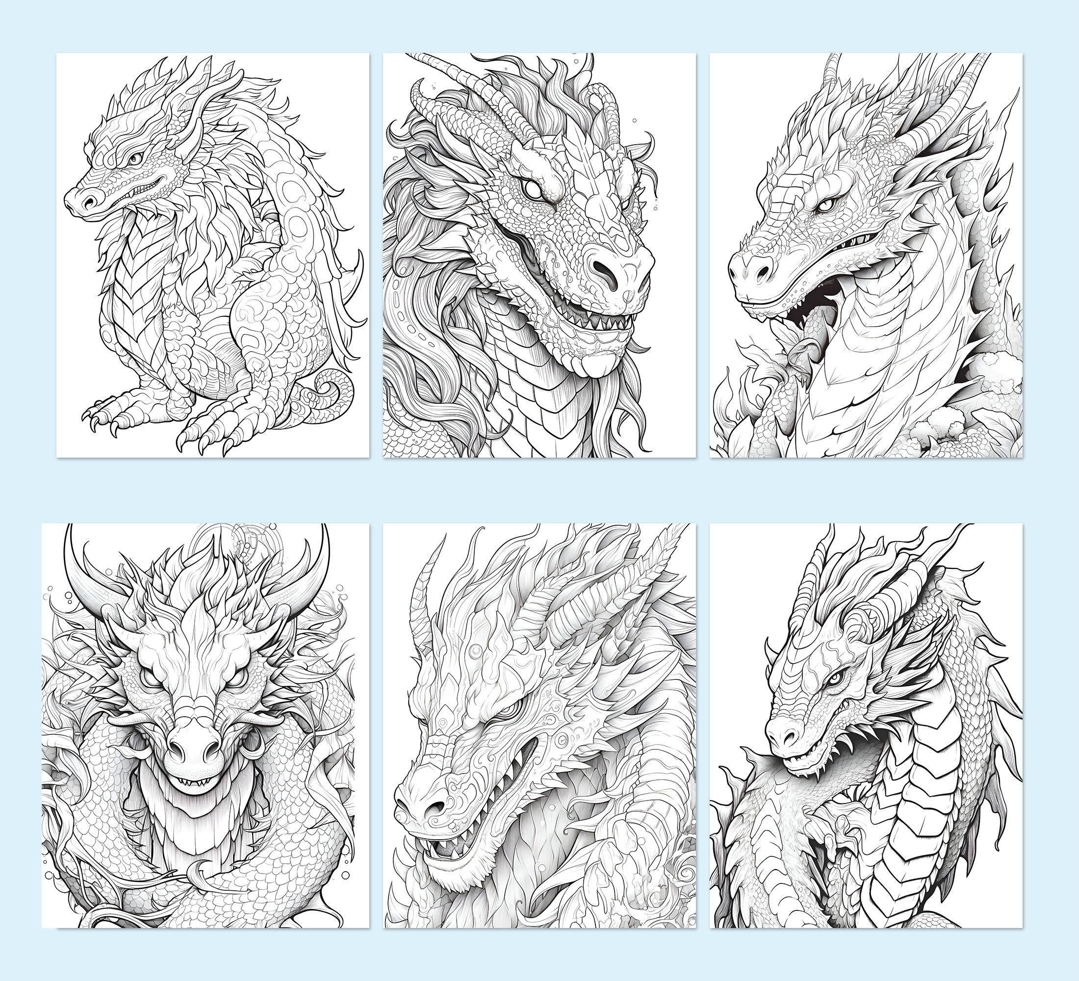 Fantasy Dragon Coloring Book Magic Adults Kids Instant Download ...