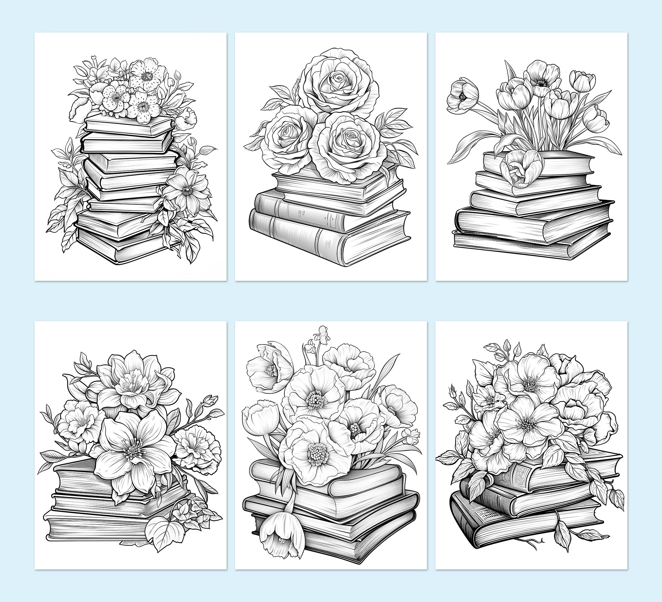 Floral Books Coloring Book Flowers Books Pages Adults Kids Activity ...