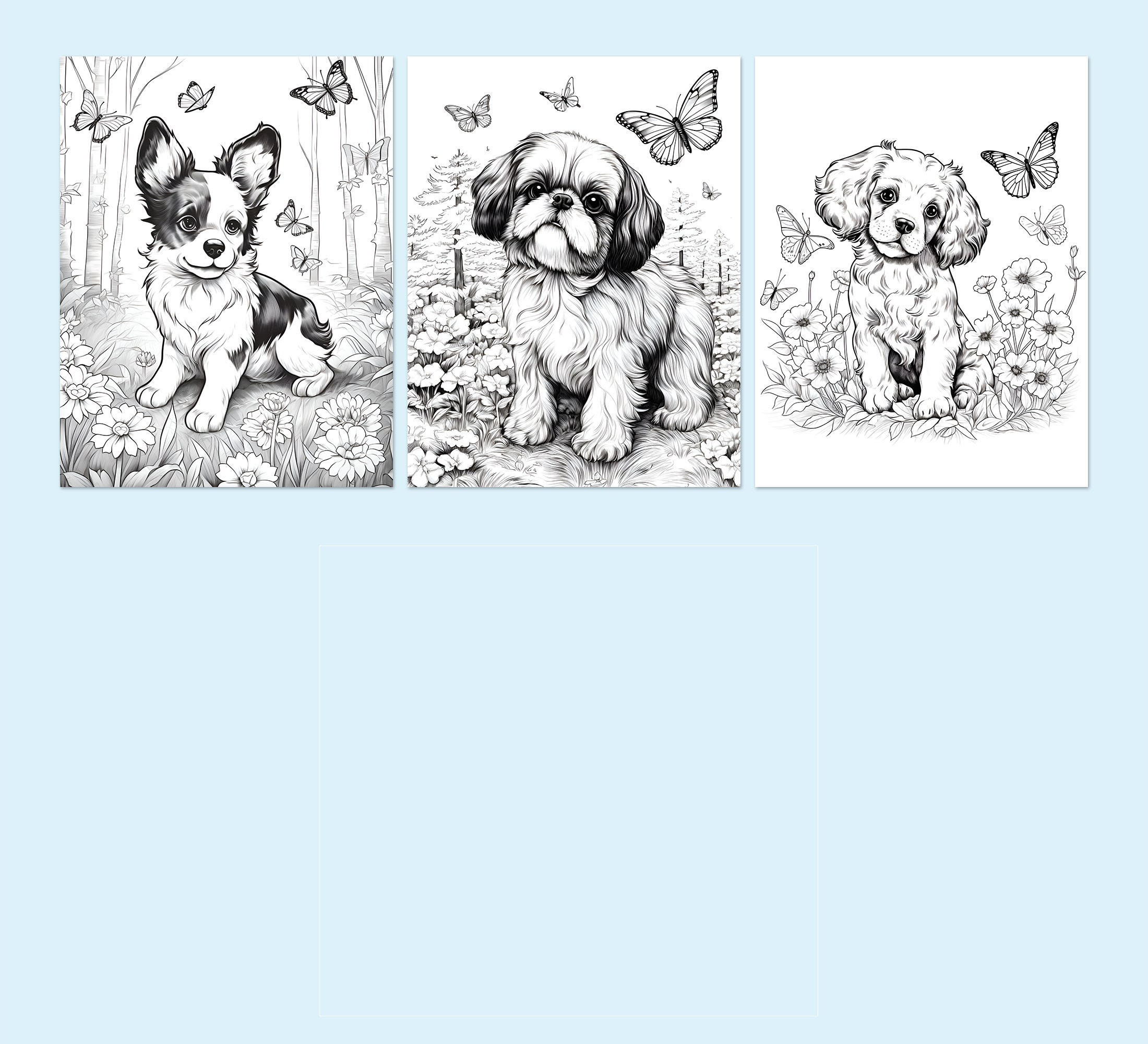 Dogs Coloring Book Adults Kids Pages Coloriage Sheets Instant Download ...