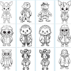Baby Animals Dressed Coloring Book Kids Activity Pages Toddler Instant ...