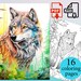 Wolf Coloring Book Adults Kids Activity Pages Animal Coloriage Sheets ...