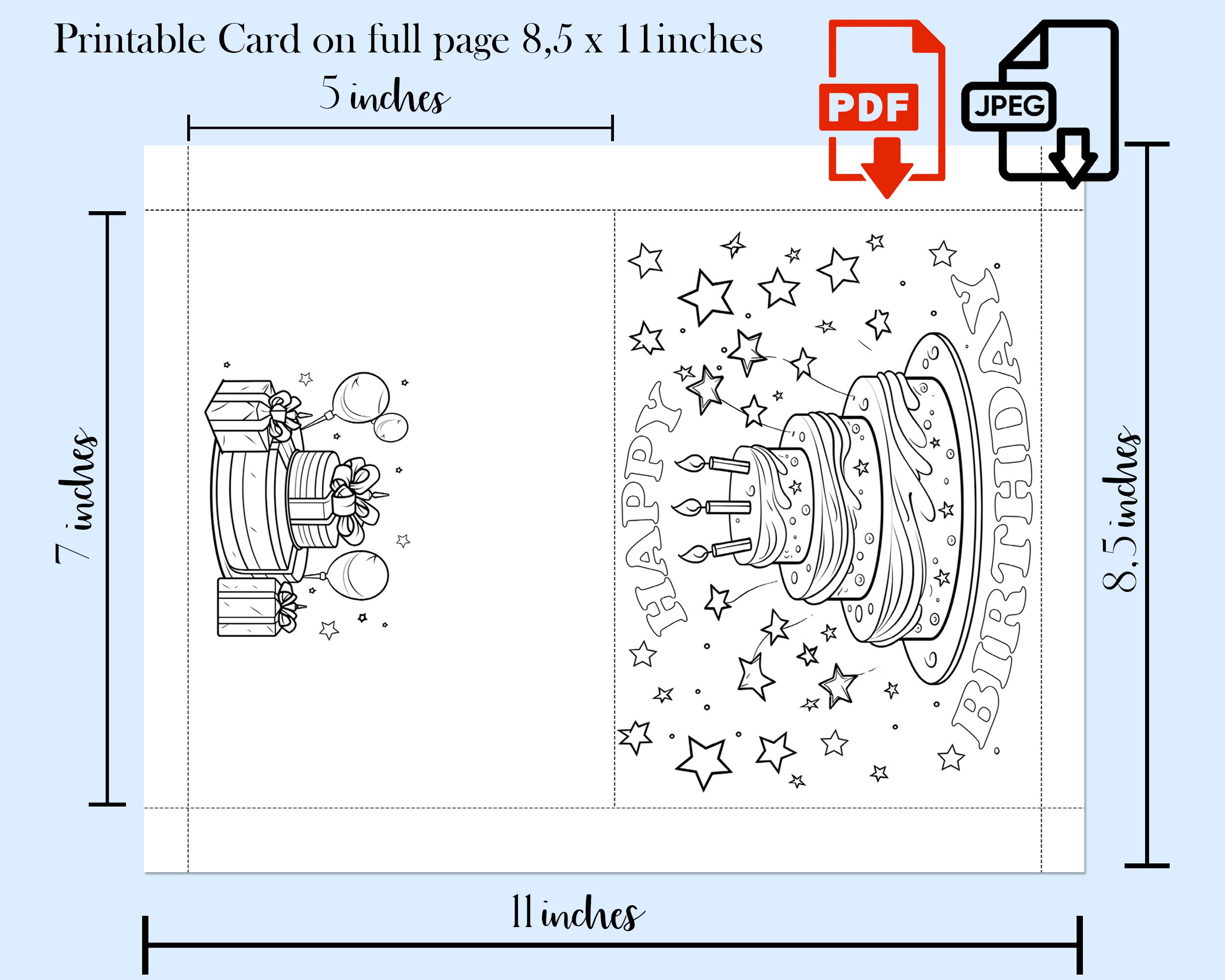 Happy Birthday Cards Coloring Page Kids Bday Printable Party Child ...