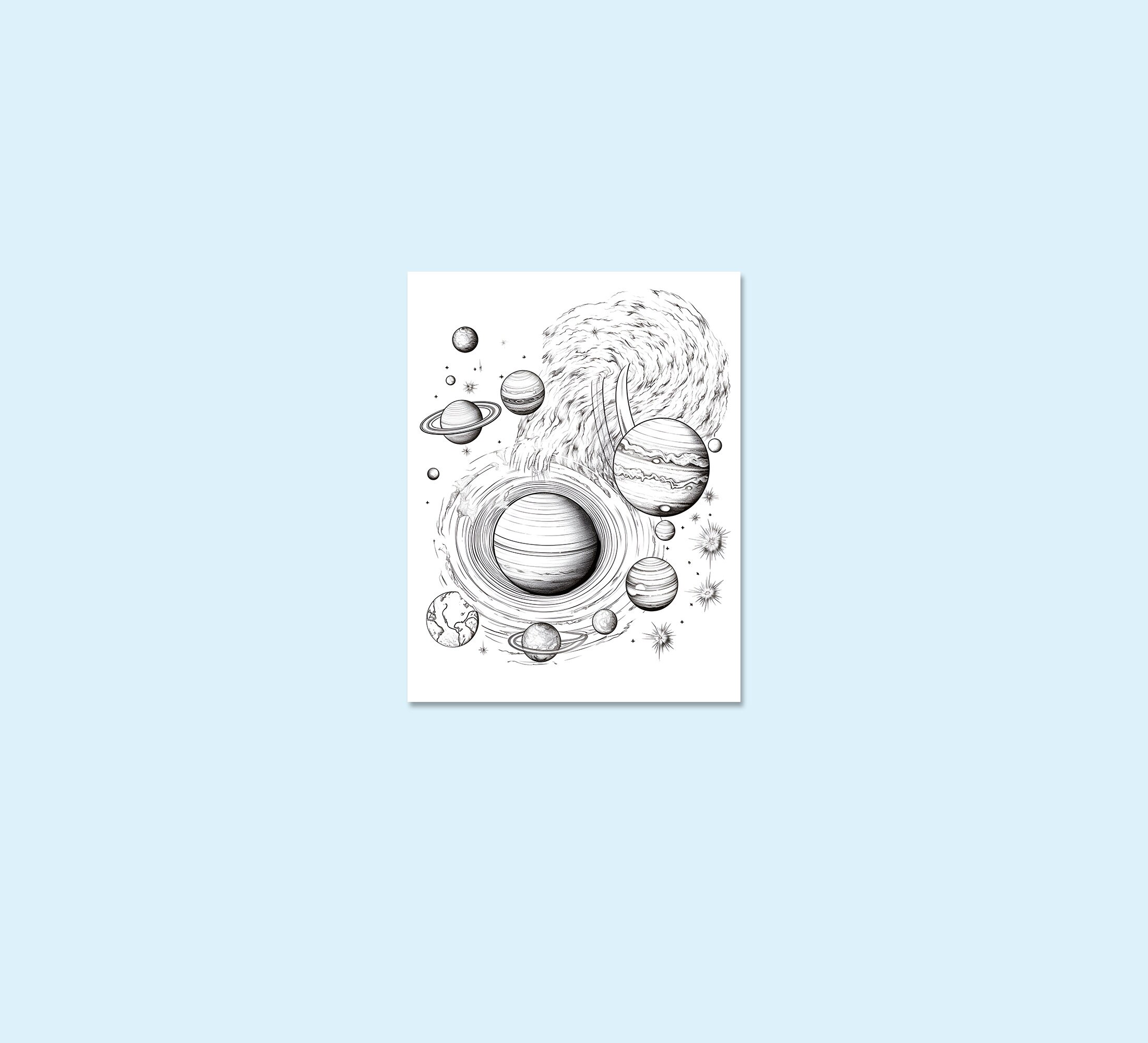 Galactic Spaces Stars Planets Coloring Book Fantasy Kids Pages Adult ...