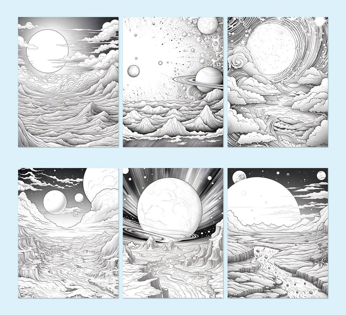 Digital Download Galaxy Coloring Book Space Stars Planets Sheets ...