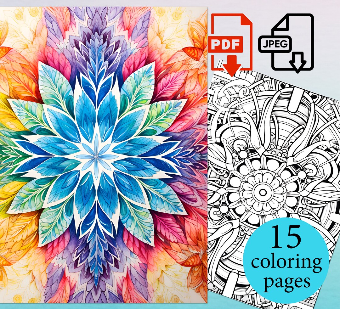 Mandala Coloring Book Adults Activity Pages Kids Printable PDF JPEG ...