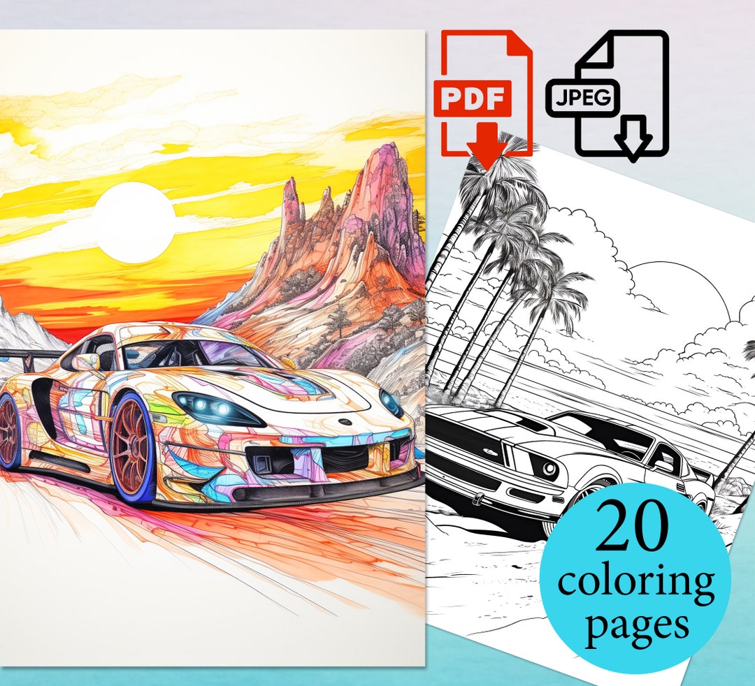Sport Car Coloring Book Adults Activities Kids Activity Coloriage Pages ...