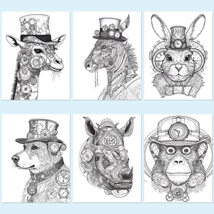 Mechanical Steampunk Animals Coloring Book Coloriage Sheets Adults Kids ...