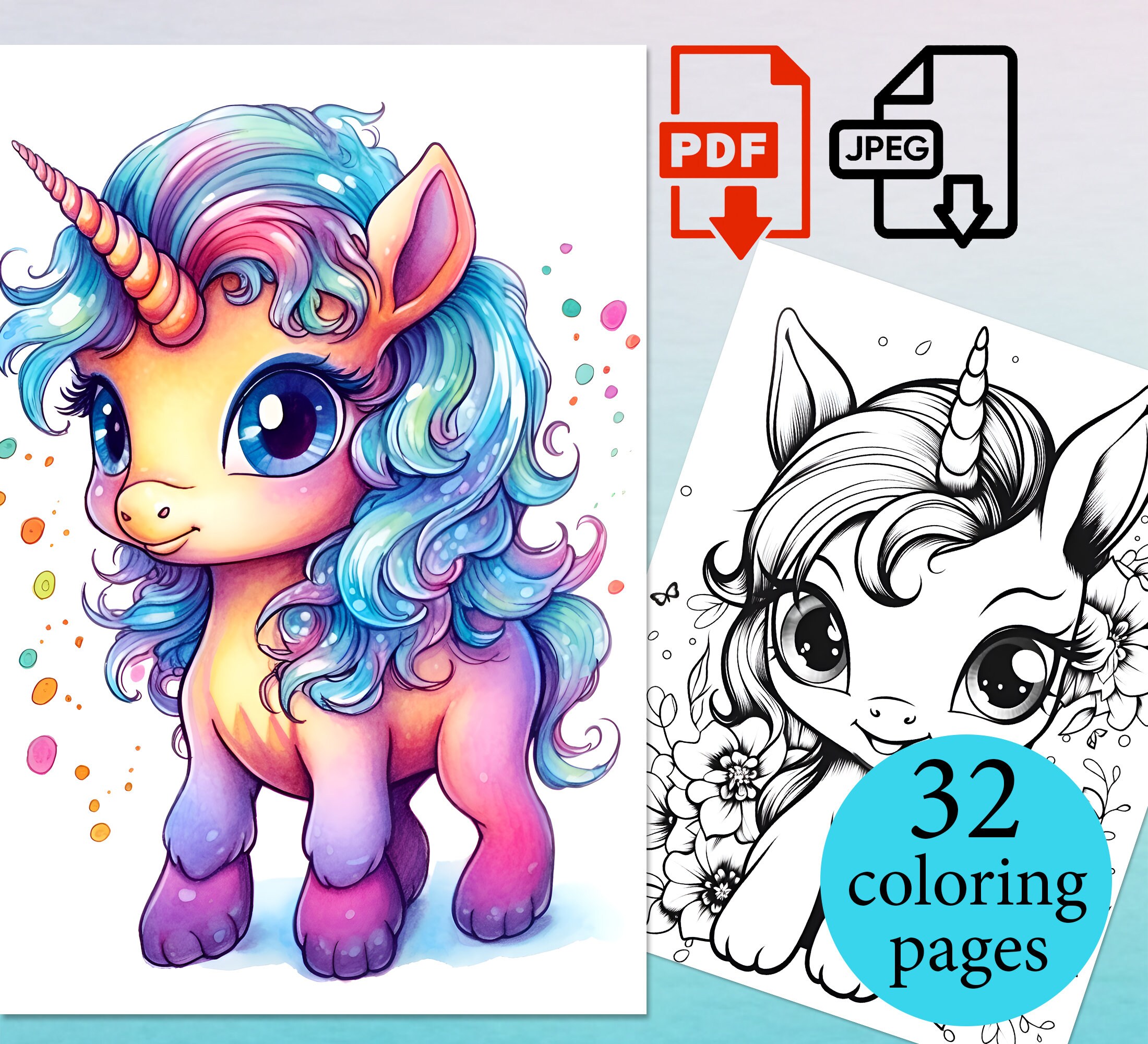 Fantasy Baby Flowers Unicorn Coloring Book Kids Instant - Etsy