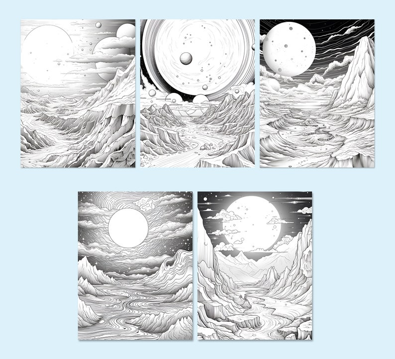 Digital Download Galaxy Coloring Book Space Stars Planets Sheets ...
