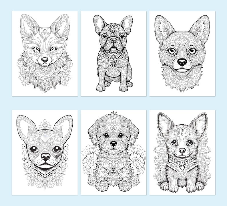 Dogs Mandala Coloring Book Adults Kids Activity Pages Coloriage Sheets ...
