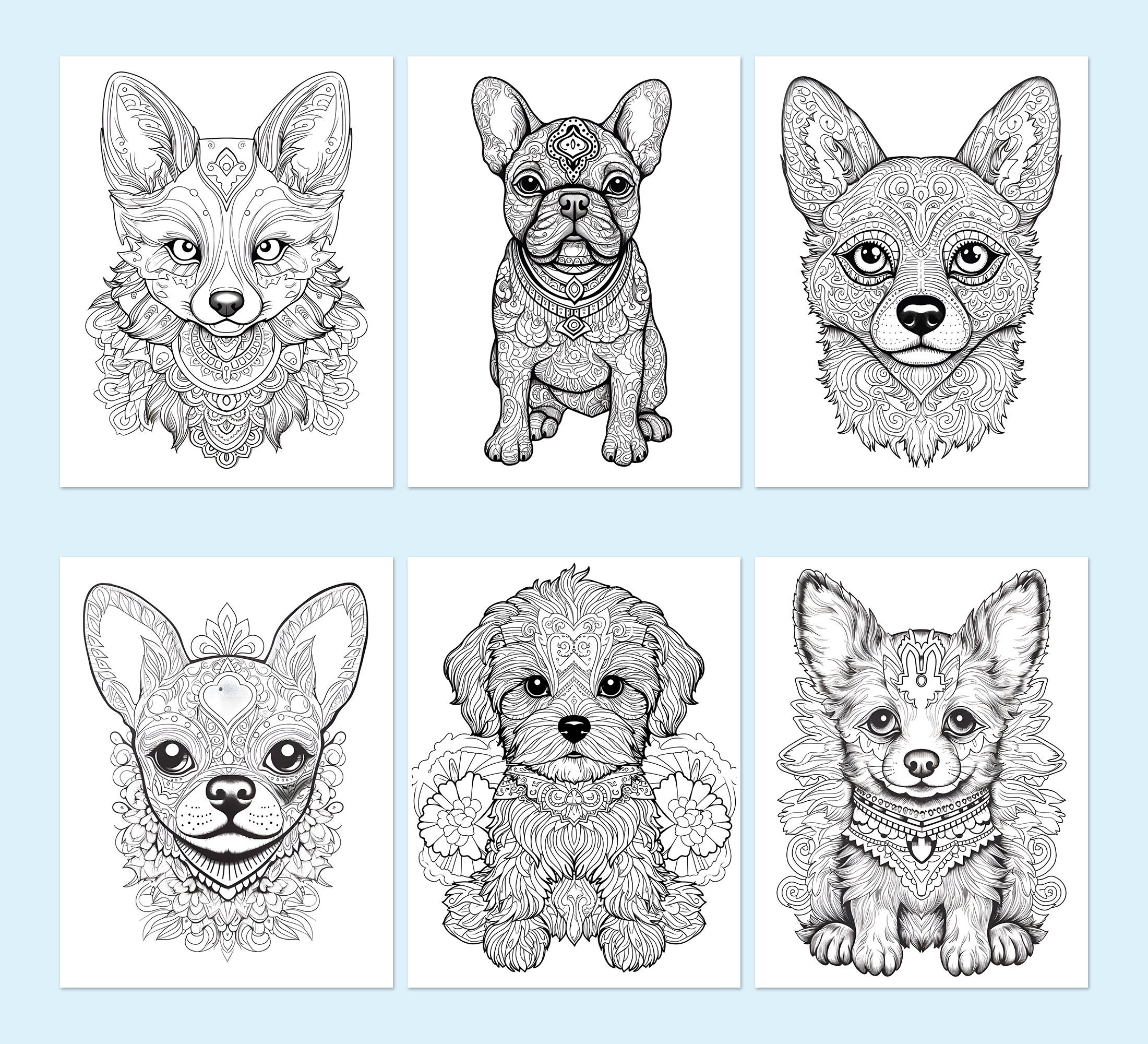 Dogs Mandala Coloring Book Adults Kids Activity Pages Coloriage Sheets ...