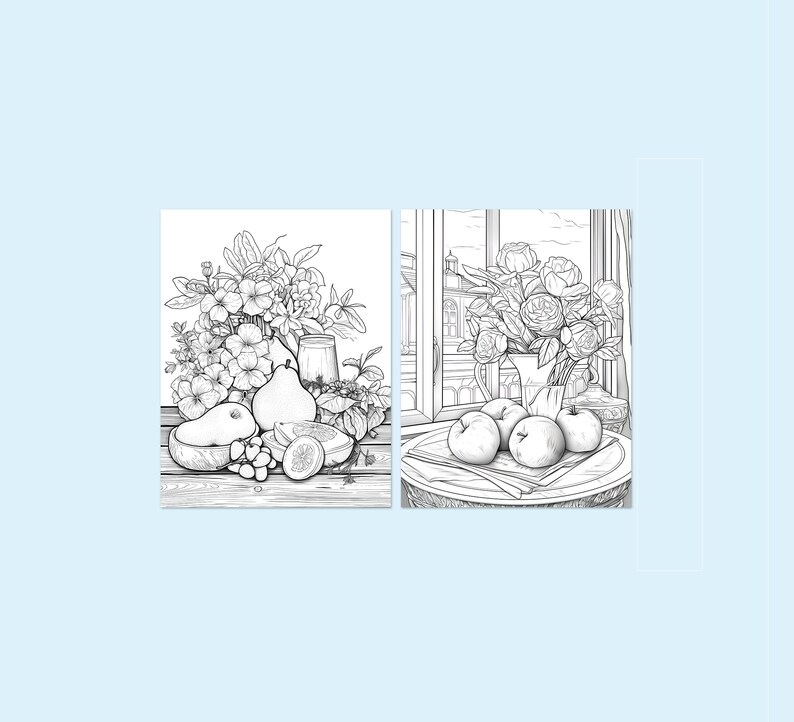 Still Life Window Coloring Pages Adult Activity Kids Books Sheets ...