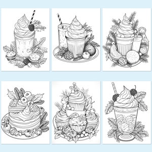 Christmas Cupcake Coloring Pages Festive Dessert Digital Book New Year ...