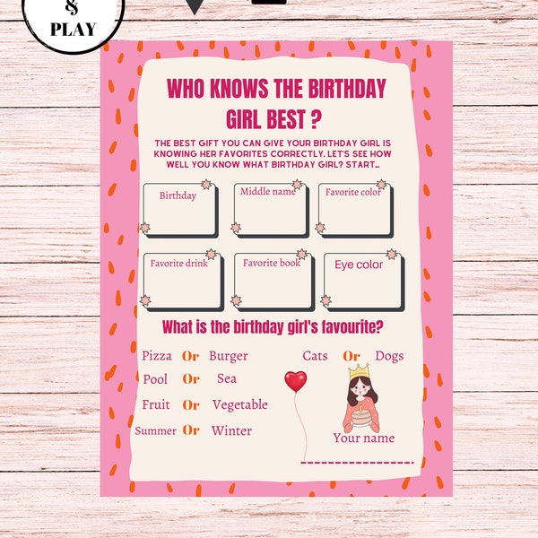 Who Knows the Birthday Girl Best | Birthday Questionnaire Activity ...