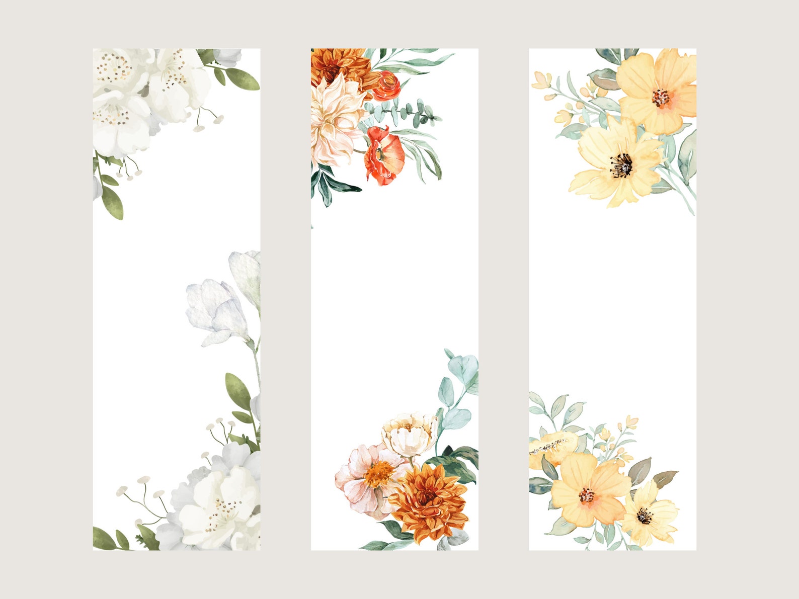 Printable Bookmarks Floral Bookmark Set of 6 Digital - Etsy