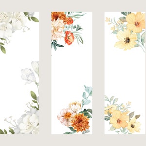 Printable Bookmarks Floral Bookmark Set of 6 Digital - Etsy