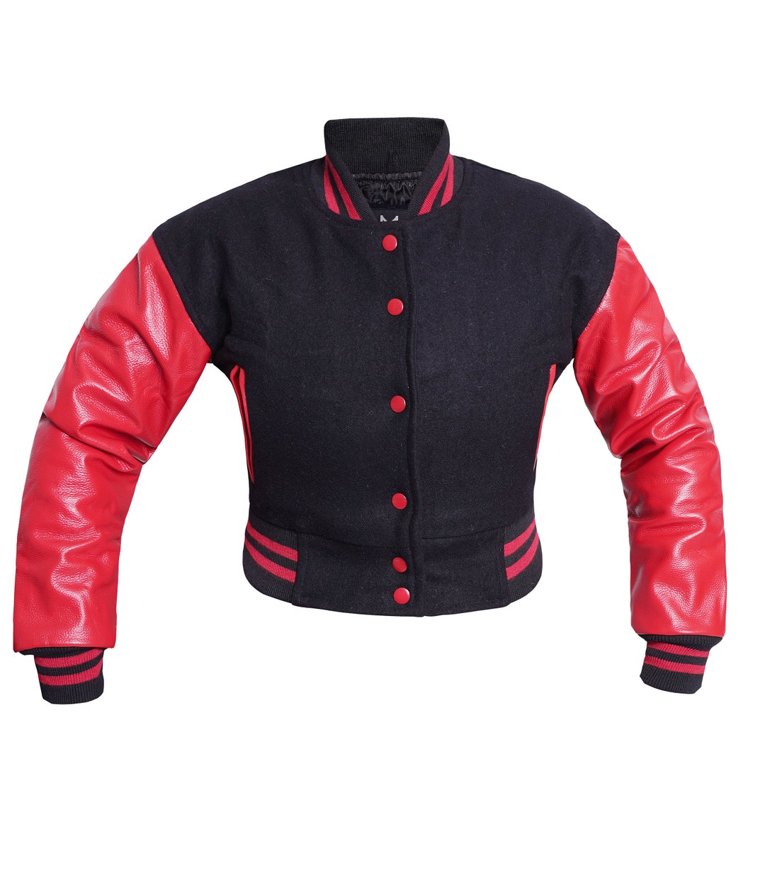 Cropped Varsity Jacket Baseball Letterman Jackets Wool Body Genuine ...