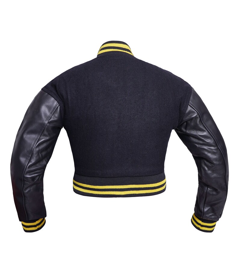 Cropped Varsity Jacket Baseball Letterman Jackets Wool Body Genuine ...