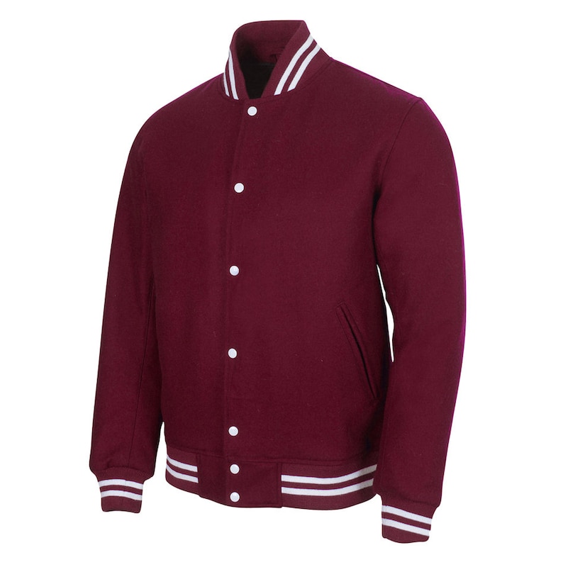 Unisex Varsity Jacket Baseball Letterman Jackets Wool Body Wool Sleeves ...