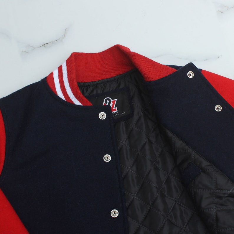 Unisex Varsity Jacket Baseball Letterman Jackets Wool Body Wool Sleeves ...